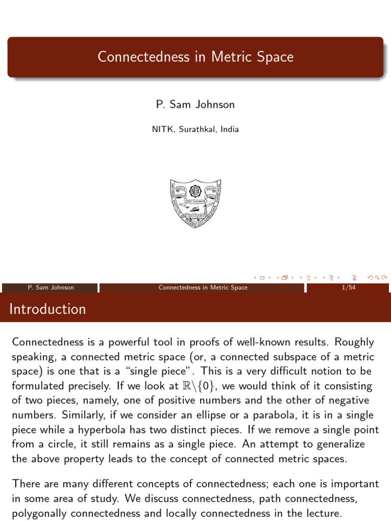 Connectedness in Metric Space | PDF | Mathematical Concepts | Space