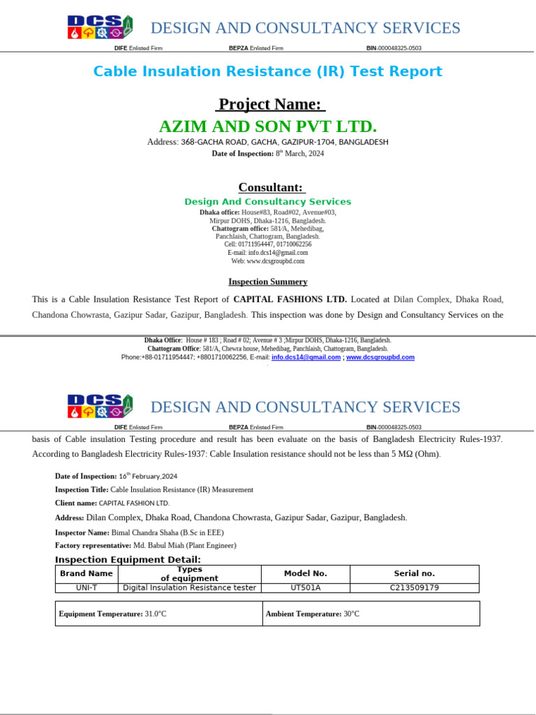 IR Test | PDF | Insulator (Electricity) | Electrical Resistance And ...