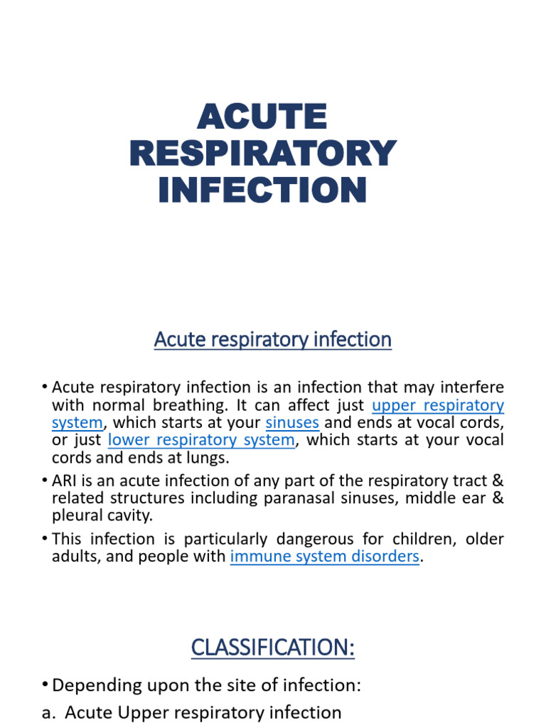 Acute Respiratory Infection Overview | PDF | Pneumonia | Respiratory ...