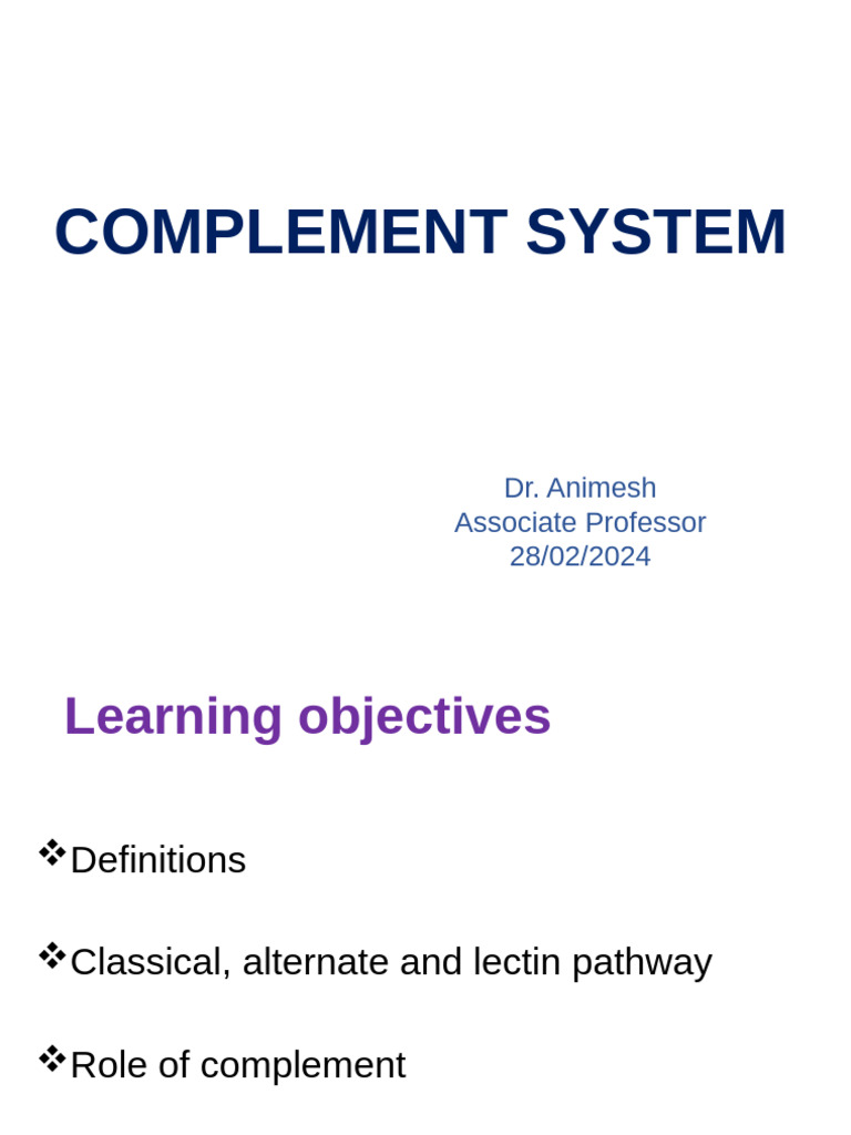 Complement System 2024381238400 | PDF | Complement System | Anatomy