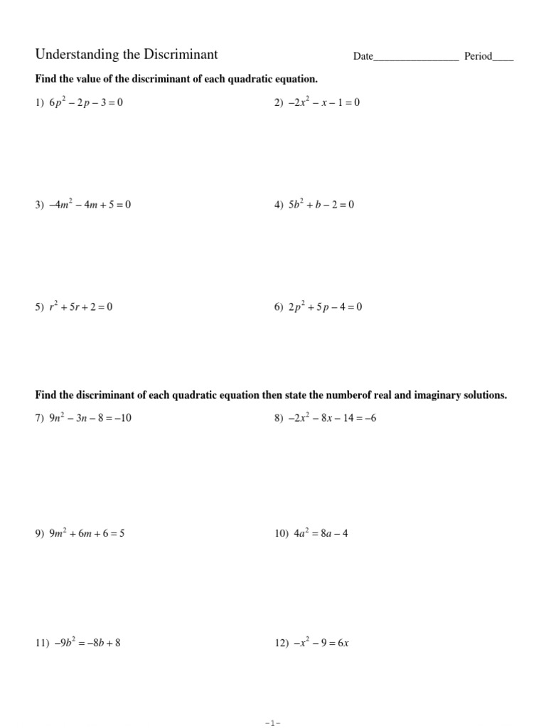 The Discriminant | PDF | Mathematics | Algebra