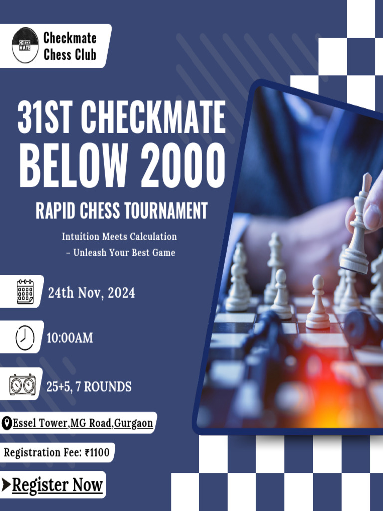 31st Checkmate Below 2000 Rapid Chess Tournament Gurgaon 24th Nov 2024 | PDF