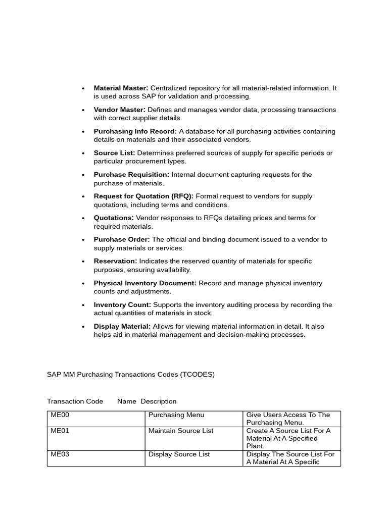 SAP T Codes | PDF | Business