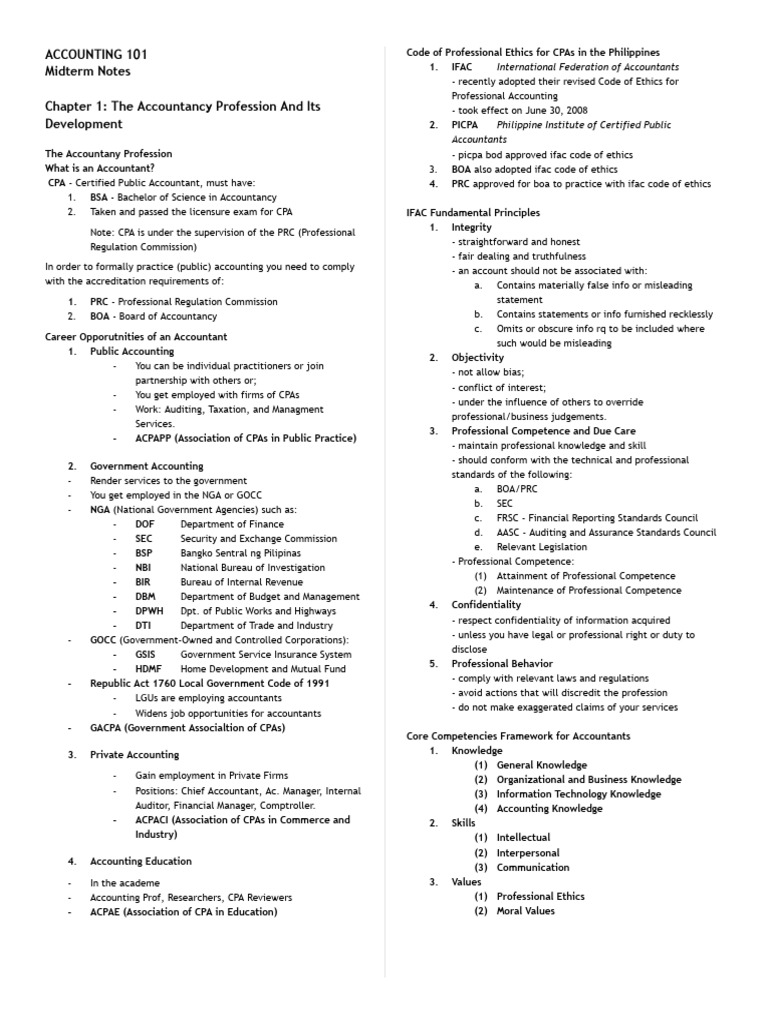 Fundamentals of Accounting Chapter 1-4 Notes | PDF | Expense | Debits ...