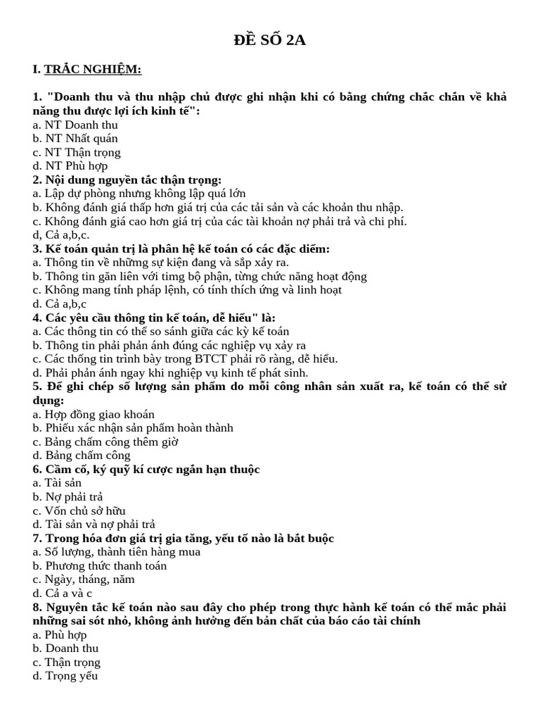 ĐỀ SỐ 2A nlkt | PDF