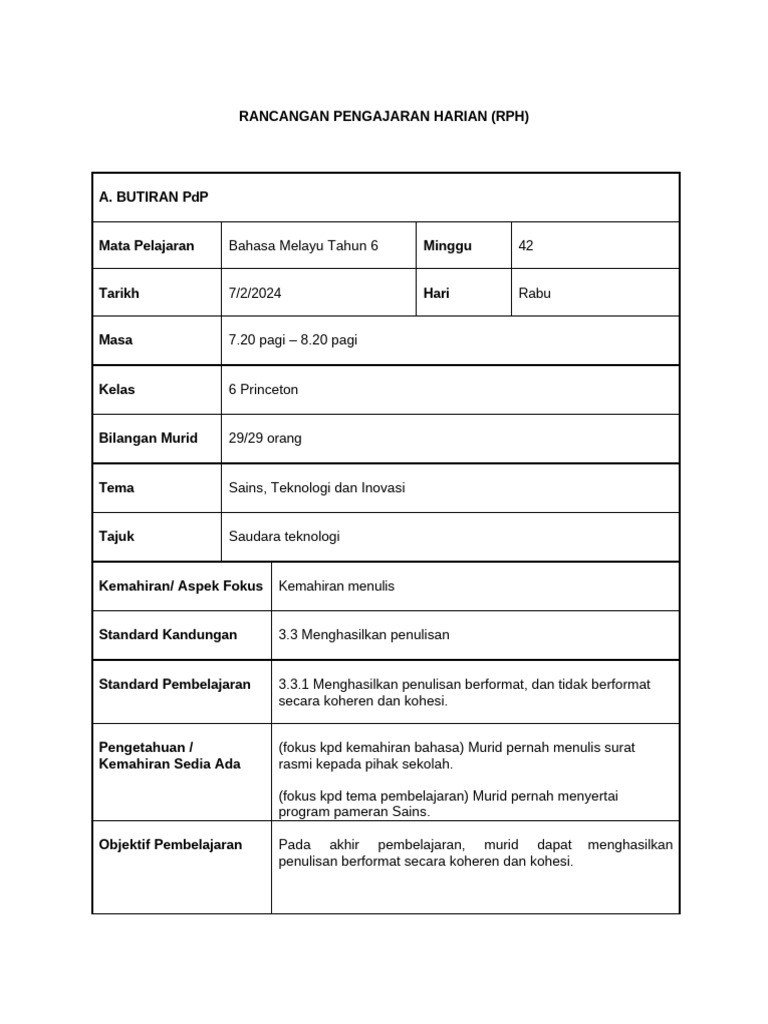 M6-RPH BM 7 Februari 2024 Rabu | PDF