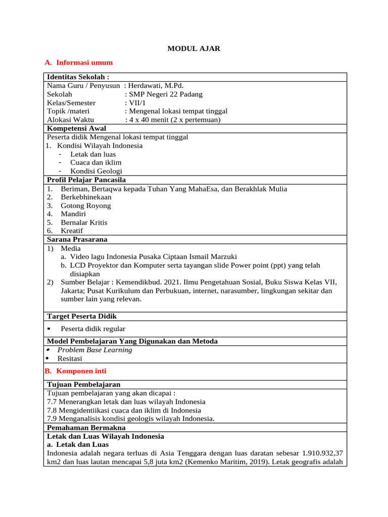MA 3. Bab 1.4,5 Keluarga Awal Kehidupan - Lokasi Suatu Wilayah Di Permukaan Bumi | PDF