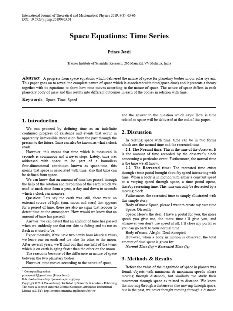 Space Equations-Time Series | PDF | Planets | Time