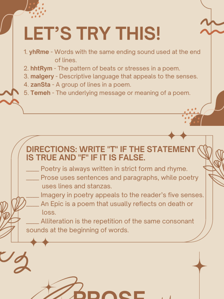 Understanding Poetry vs. Prose Basics | PDF | Poetry | Phonaesthetics