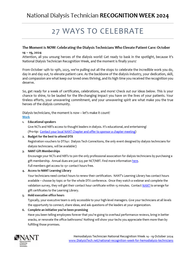 Celebrate Dialysis Tech Week 2024 | PDF | Business