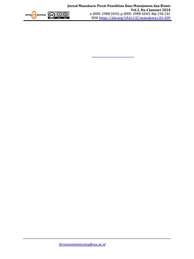 MANUHARA-VOLUME 2, NO. 1, JANUARI 2024 Hal 230-242 | PDF | Bisnis ...