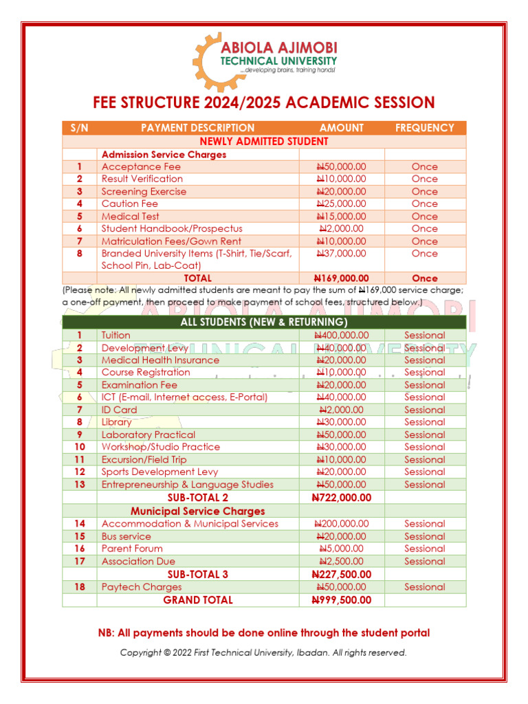 Fee Structure 2024 - 2025 | PDF | Fee | Services (Economics)