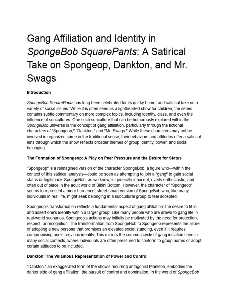 Spongebob Gang Affiliation | PDF | Philosophy