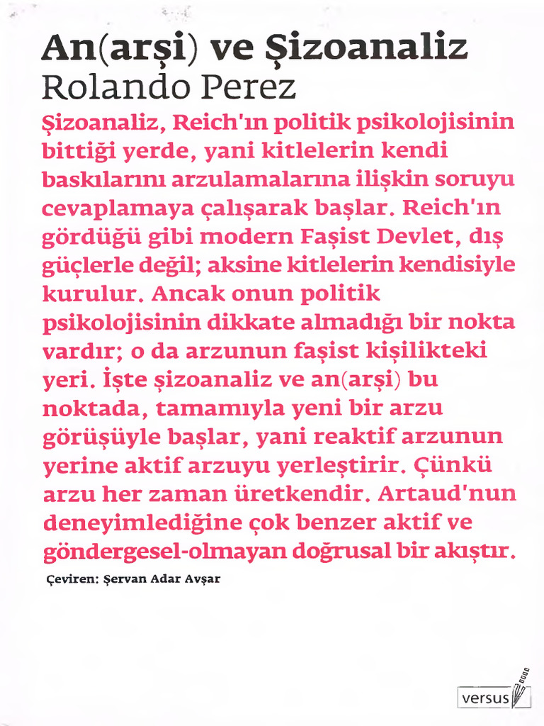 Rolando Perez Anarsi Ve Sizoanaliz | PDF