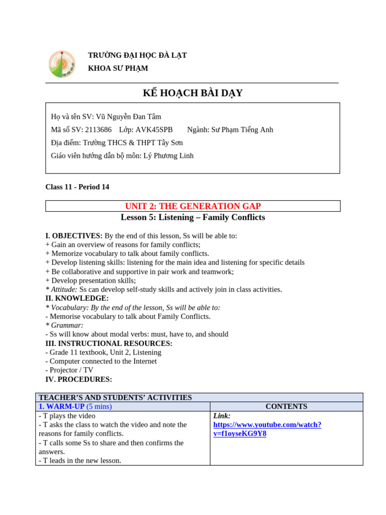 Unit 2 - Listening - Class 11 (The Generation Gap) | PDF | Vocabulary | Learning