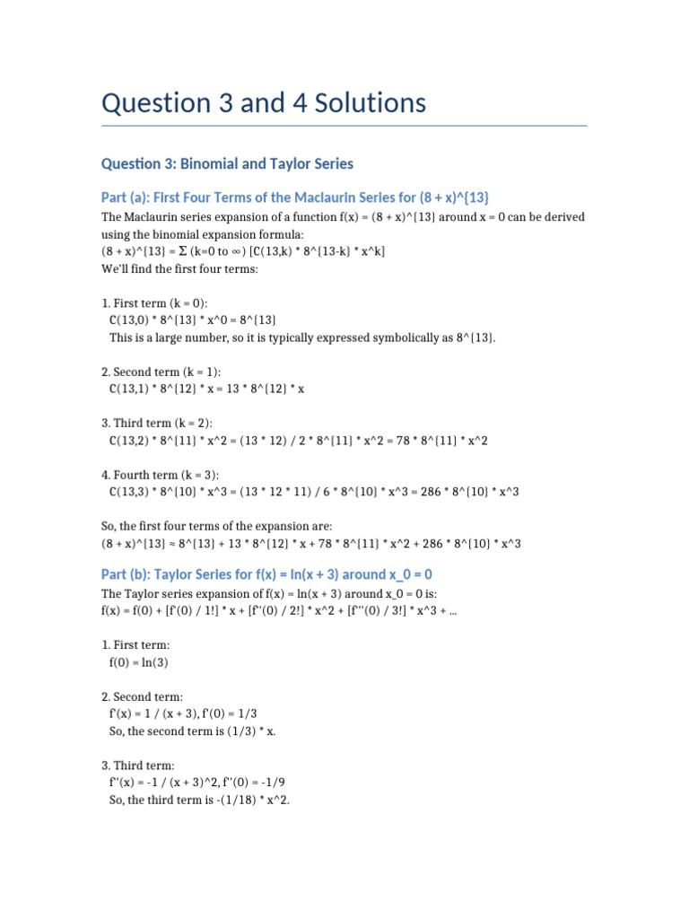 Question 3 and 4 Solutions | PDF | Numbers | Mathematics Of Computing