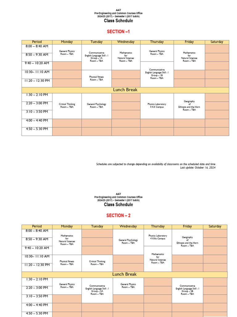 Aait Pecc 2017 Y1 Si 24 Sections | PDF | Academic Term | Observation