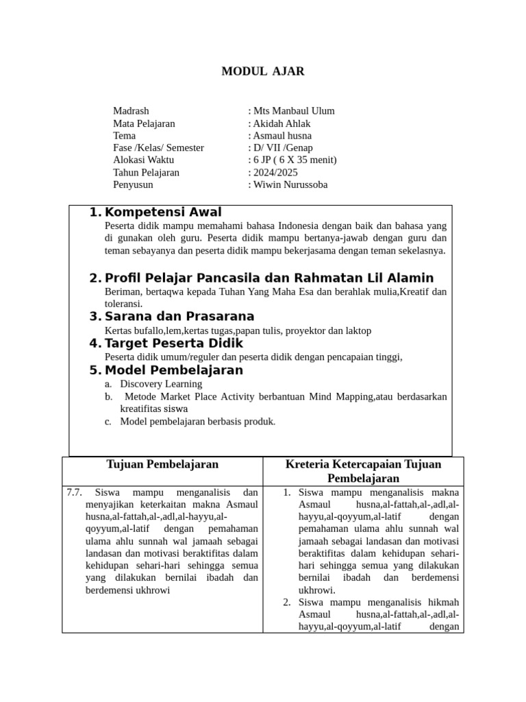 Modul Ajar Uas | PDF | Karier & Perkembangan | Pengembangan Diri