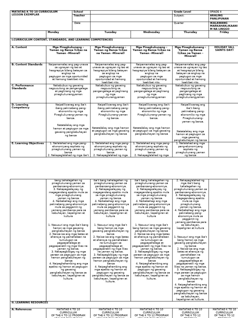 Grade 4-Q2W6 (Matatag DLL) - Ap | PDF