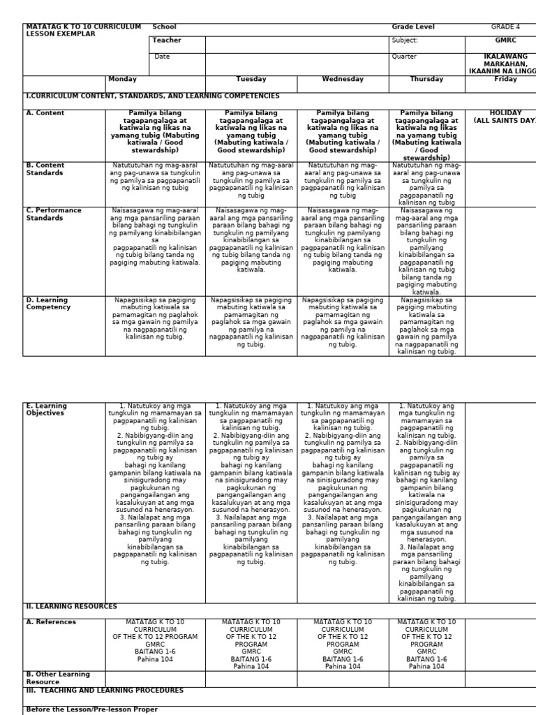 Grade 4-Q2W6 (Matatag DLL) - GMRC | PDF