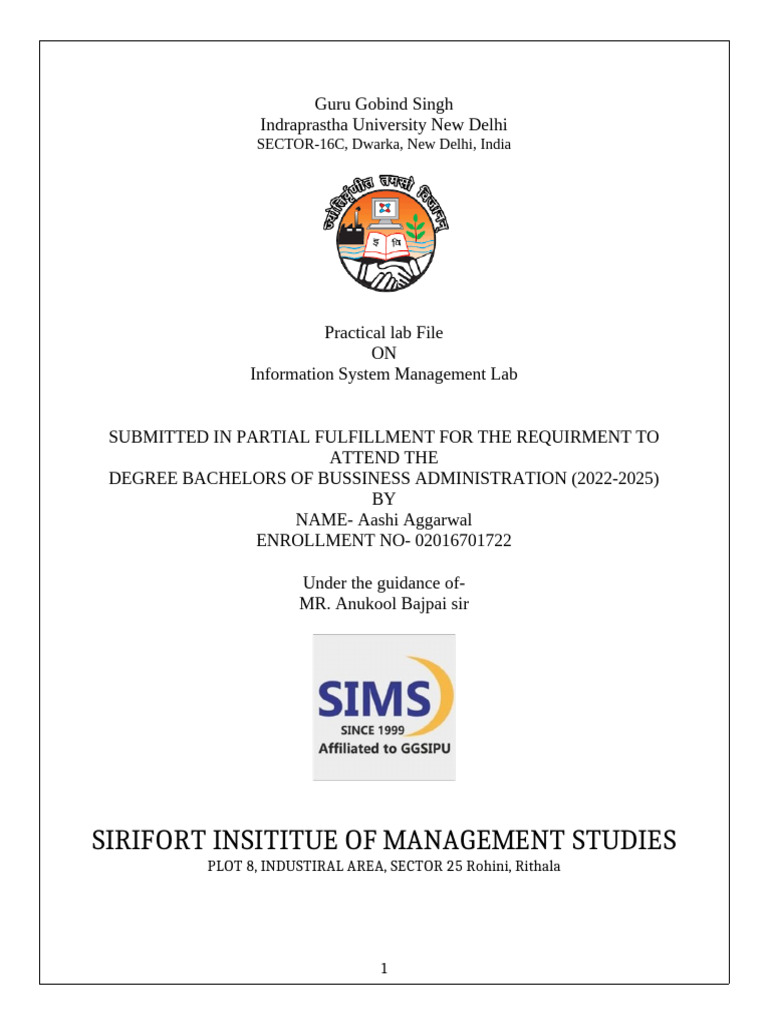 Information System Management Lab File Bba 5th Sem | PDF | Computer Data | Data Management