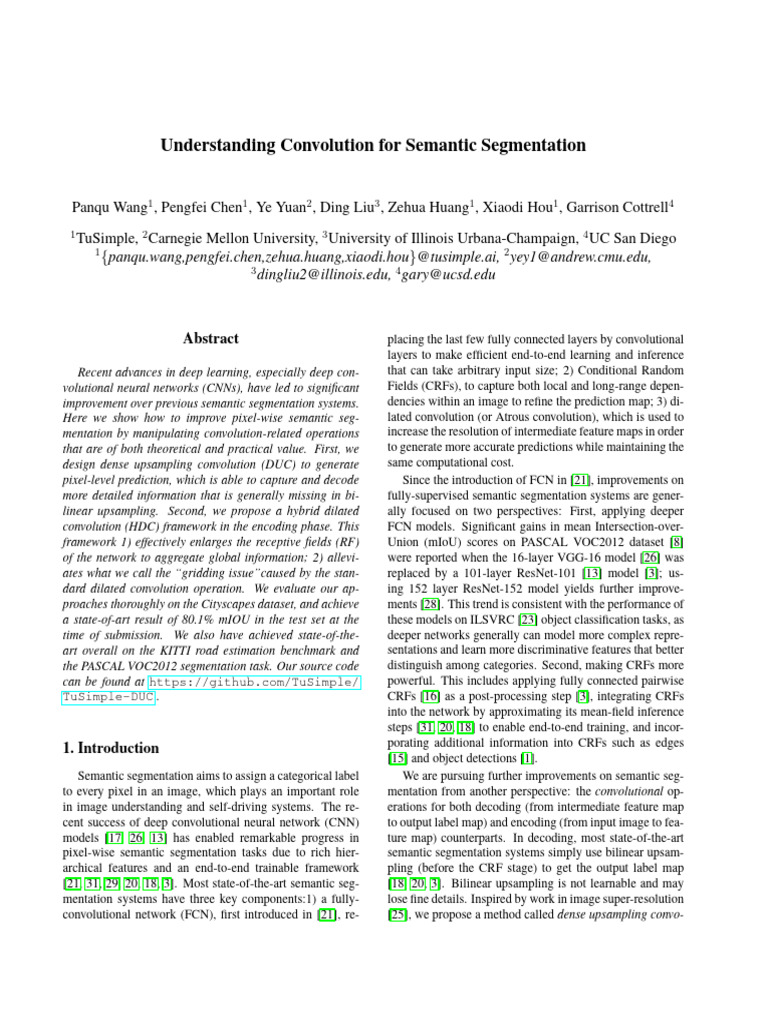 2018 - Understanding Convolution For Semantic Segmentation | PDF ...