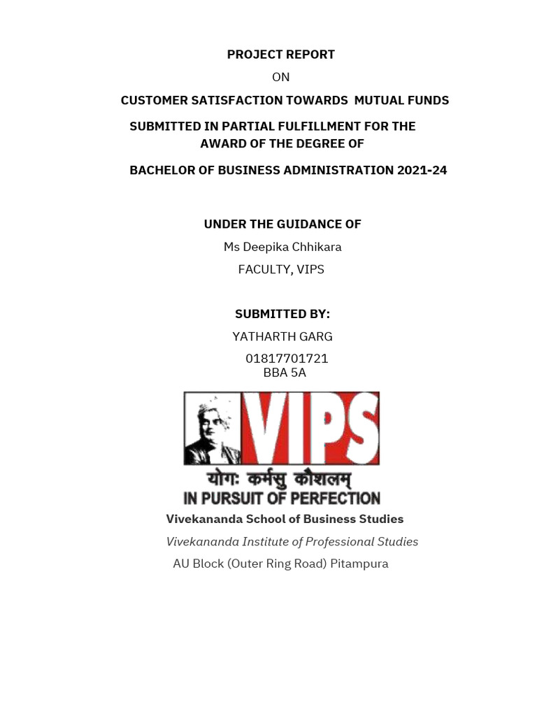 Yatharth Garg IPR Project Mutual Funds 2023 - 073358 | PDF | Investment ...