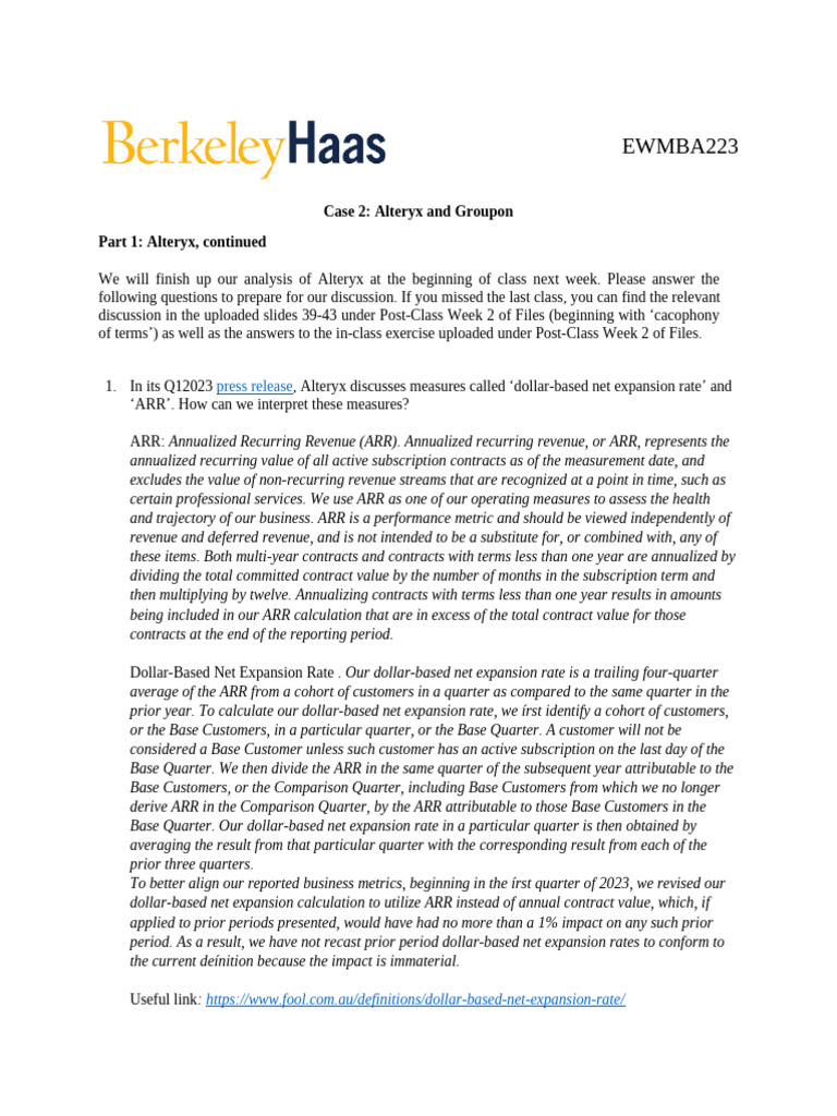 MBA Case Study: Alteryx & Groupon | PDF | Business