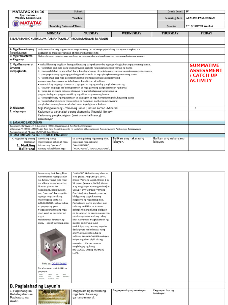 DLL - Aral Pan 4 - Q2 W6 Final | PDF