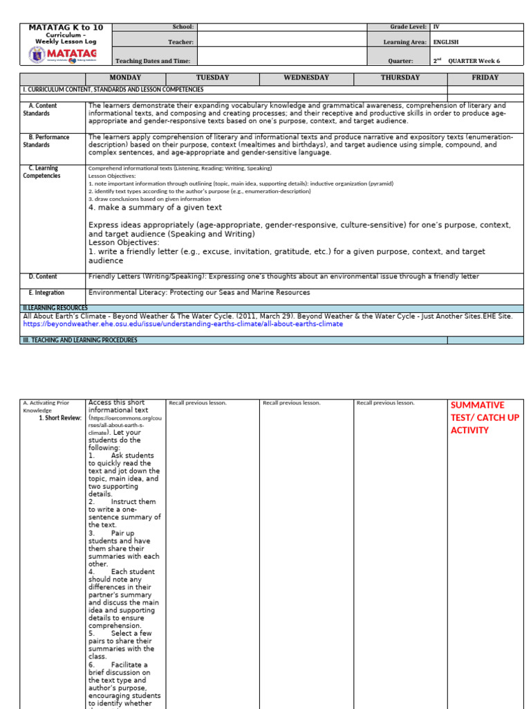 DLL - English 4 - Q2 W6 Final | PDF | Reading Comprehension | Cognitive Science