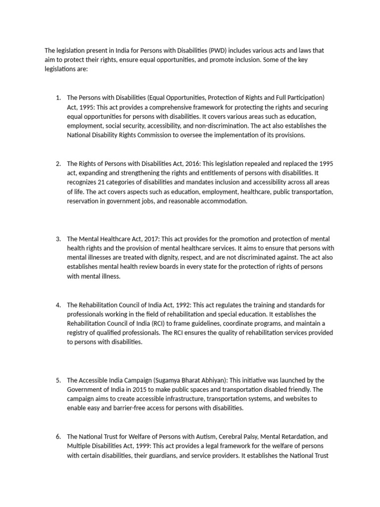 legislation of PWD | PDF | Disability | Accessibility