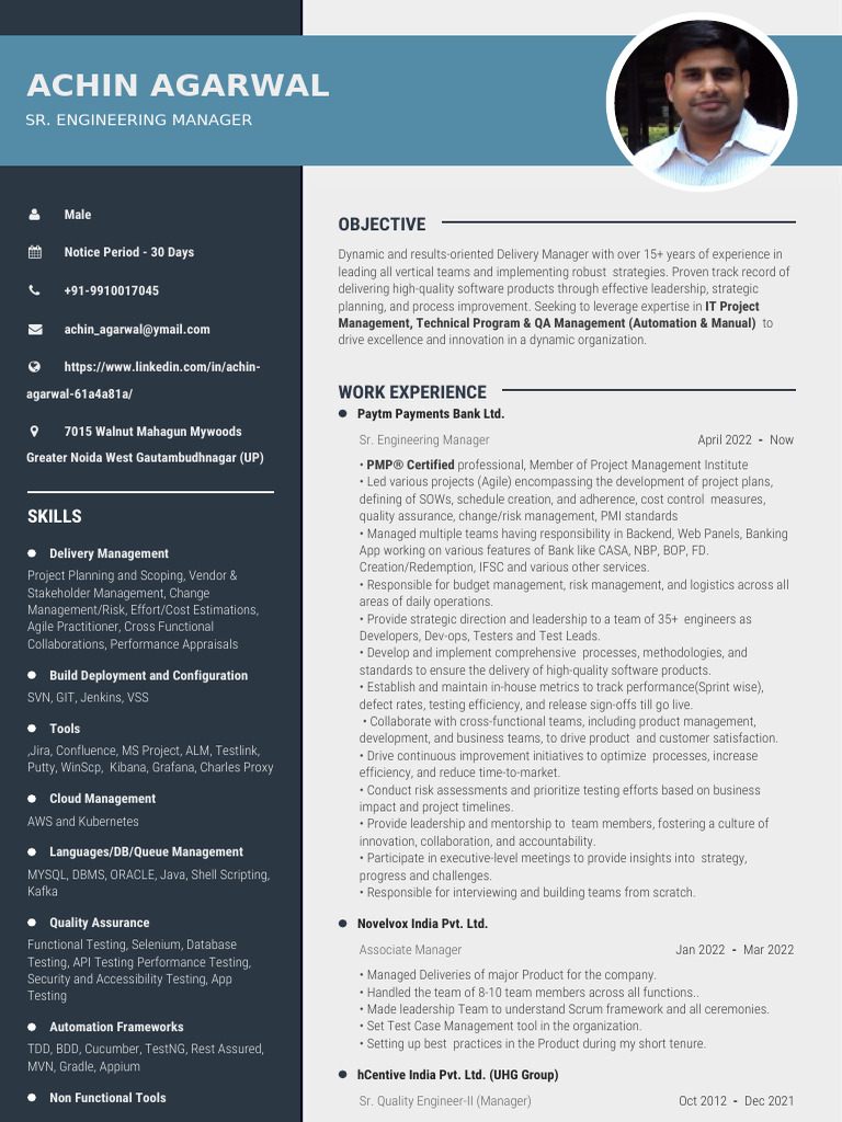 Achin-Agarwal Delivery Manager | PDF | Selenium (Software) | Agile Software Development