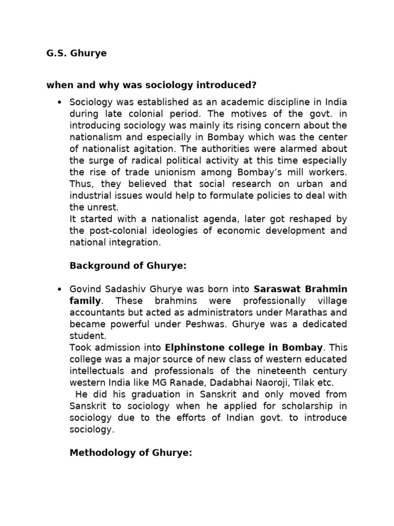 Ghurye | PDF | Sociology | Field Research