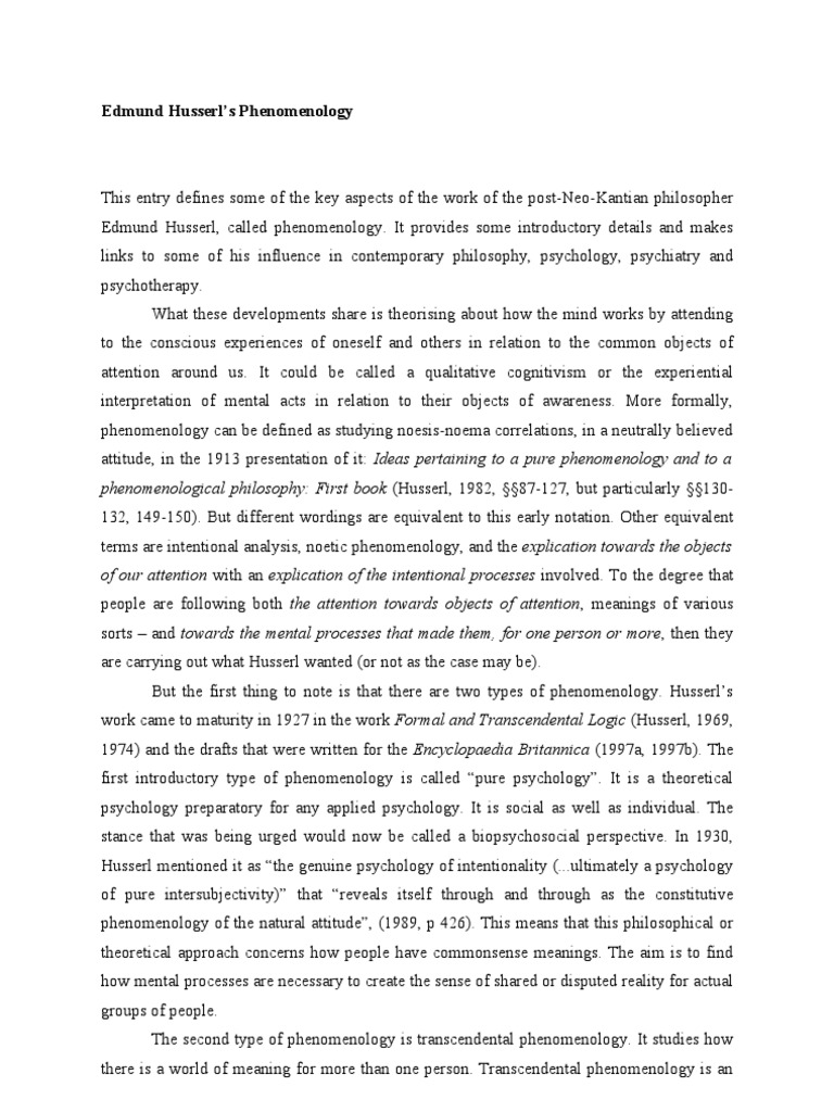 Edmund Husserl's Phenomenology | PDF | Phenomenology (Philosophy) | Edmund Husserl