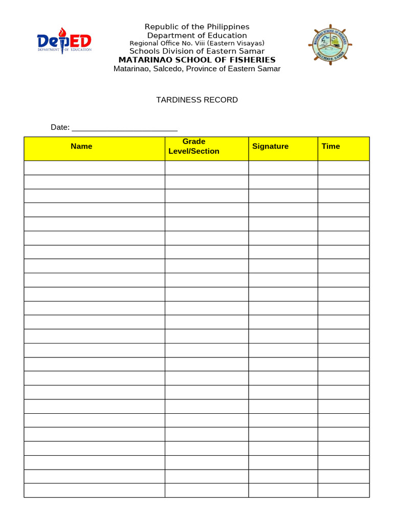 Tardy Record | PDF