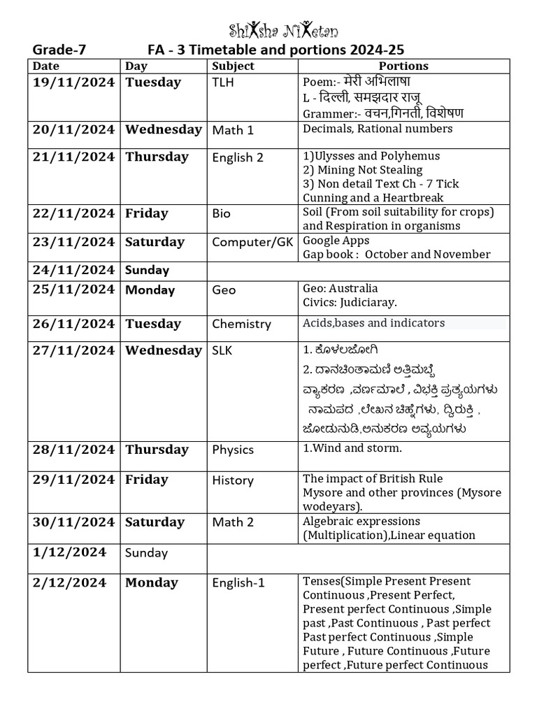 7th FA3 Portions 2023-24-1 | PDF