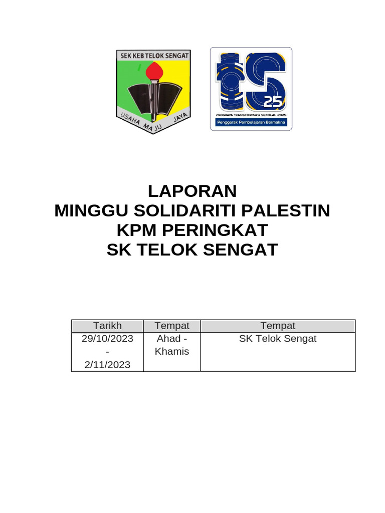 Laporan Minggu Solidariti Palestin SK Telok Sengat | PDF