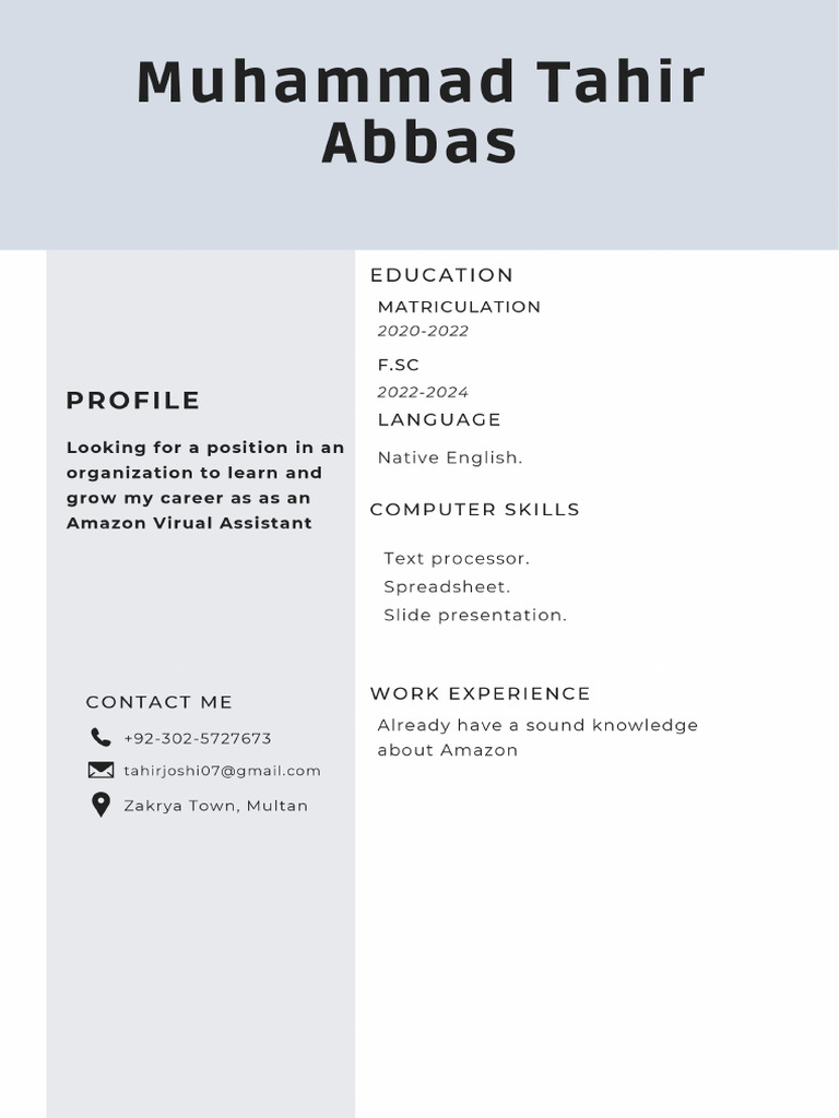 Muhammad Tahir Abbas CV | PDF
