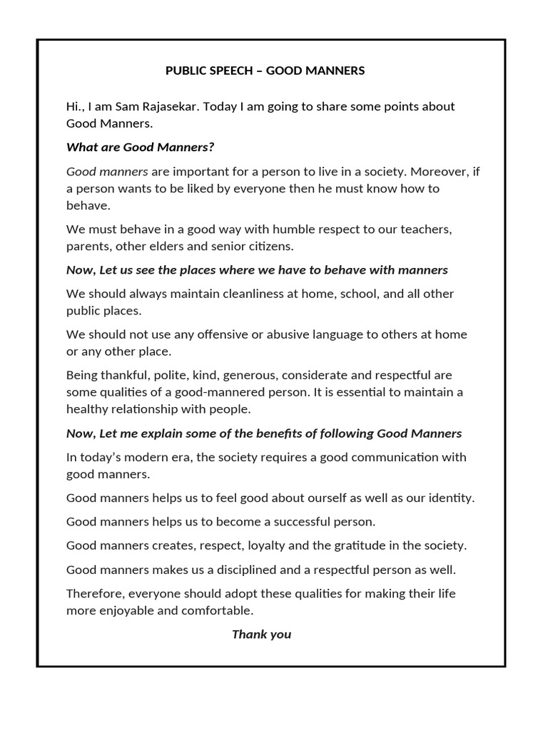 Good Manners | PDF | Career & Growth