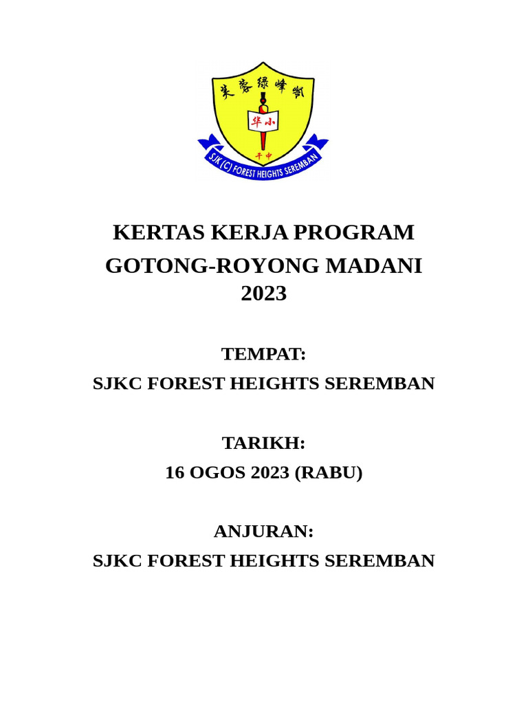 Kertas Kerja Program Gotong-Royong Madani 2023 | PDF