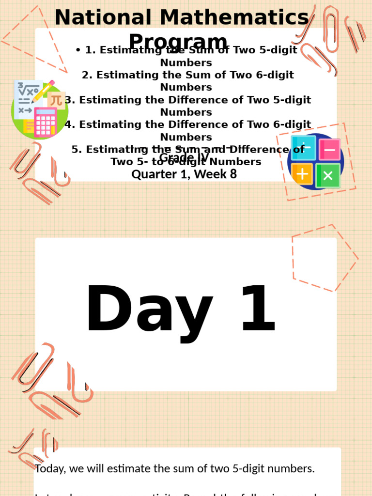 NMP Grade 4 Math Q1 Week 8 Activities | PDF | Subtraction | Mathematics