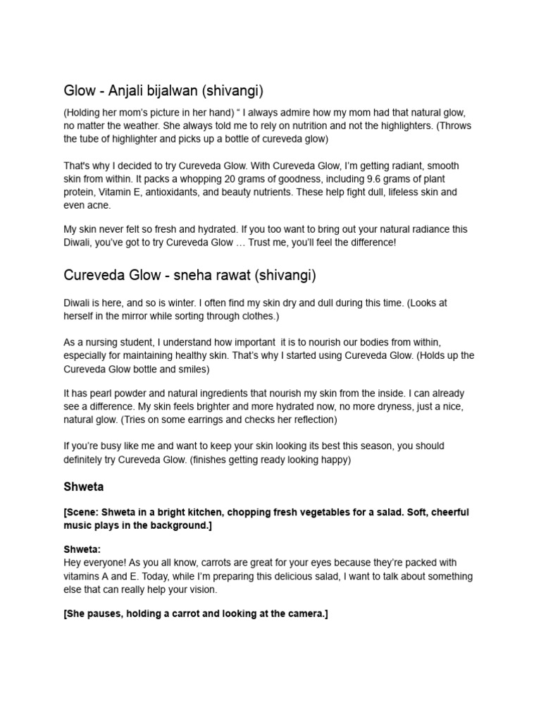 CUREVEDA Influencer Script | PDF