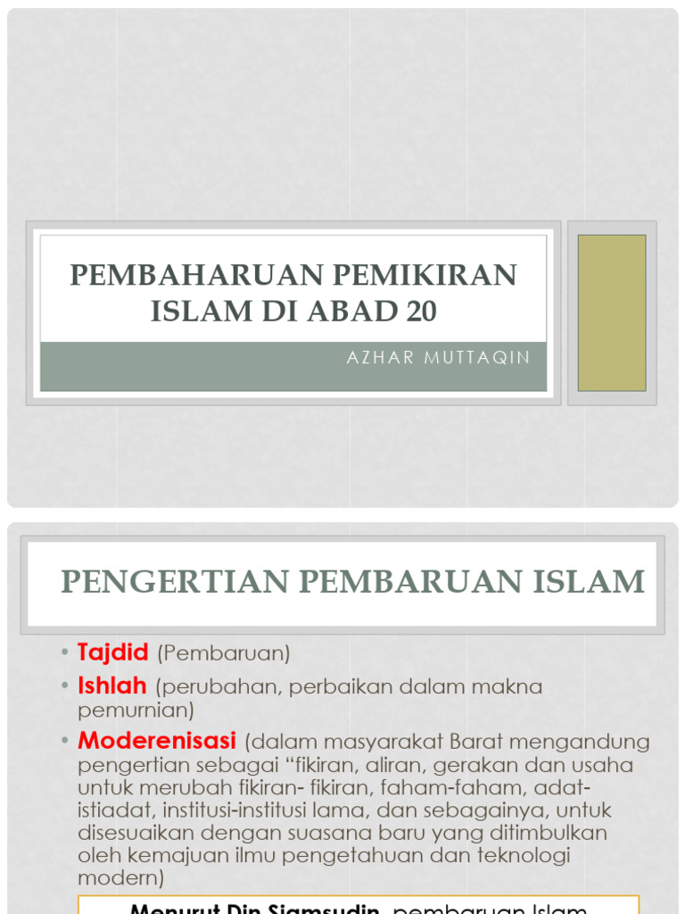 Materi Pembaharuan Pemikiran Islam Di Abad 20 | PDF | Ilmu Sosial ...