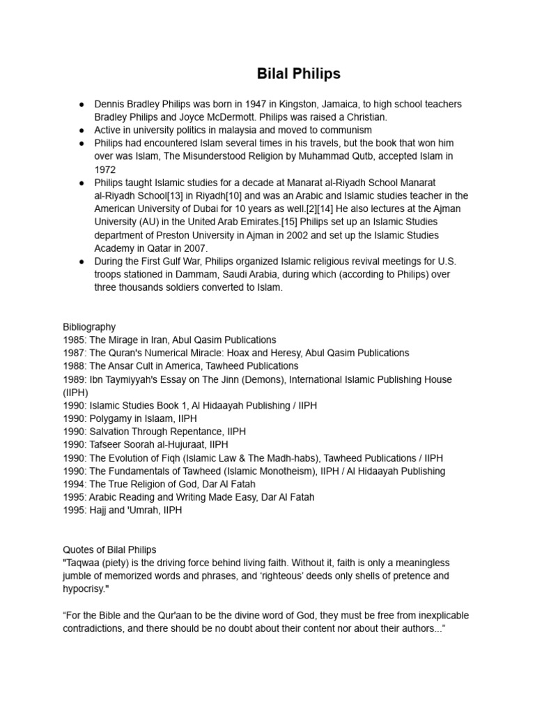Bilal Philips | PDF