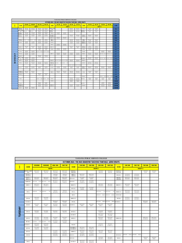 Tanzania College Timetable | PDF