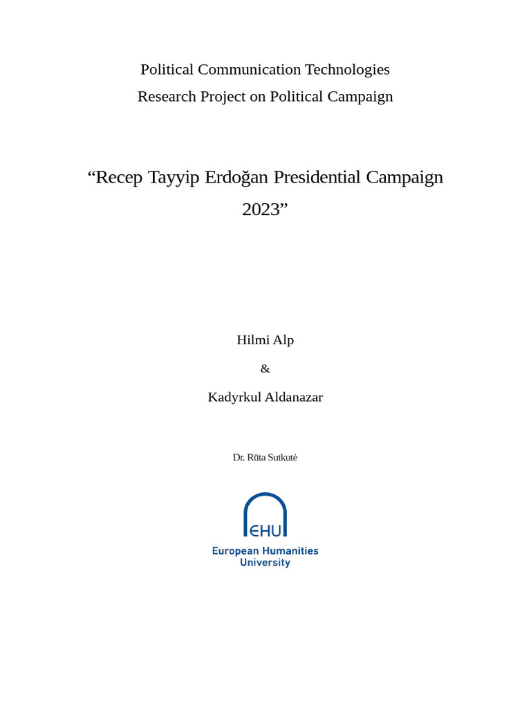 Research Project On Political Campaign Kader&Hilmi | PDF | Recep Tayyip ...