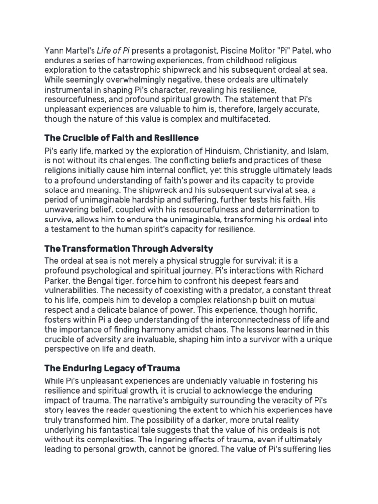 Life of Pi Essay Answer NSC Nov2022 | PDF | Psychological Resilience ...