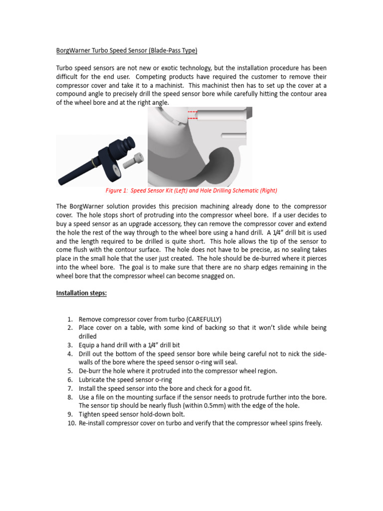 Turbo Speed Sensor Installation Guide | PDF | Frequency | Drill