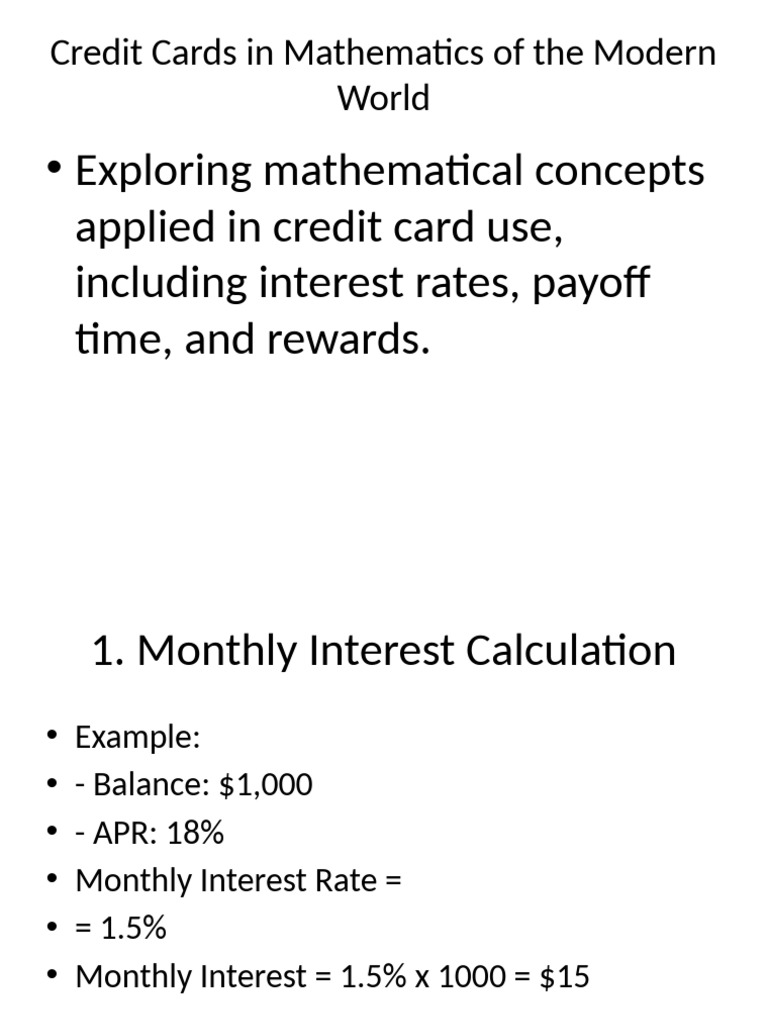 Credit Cards in Mathematics Presentation | PDF | Career & Growth ...