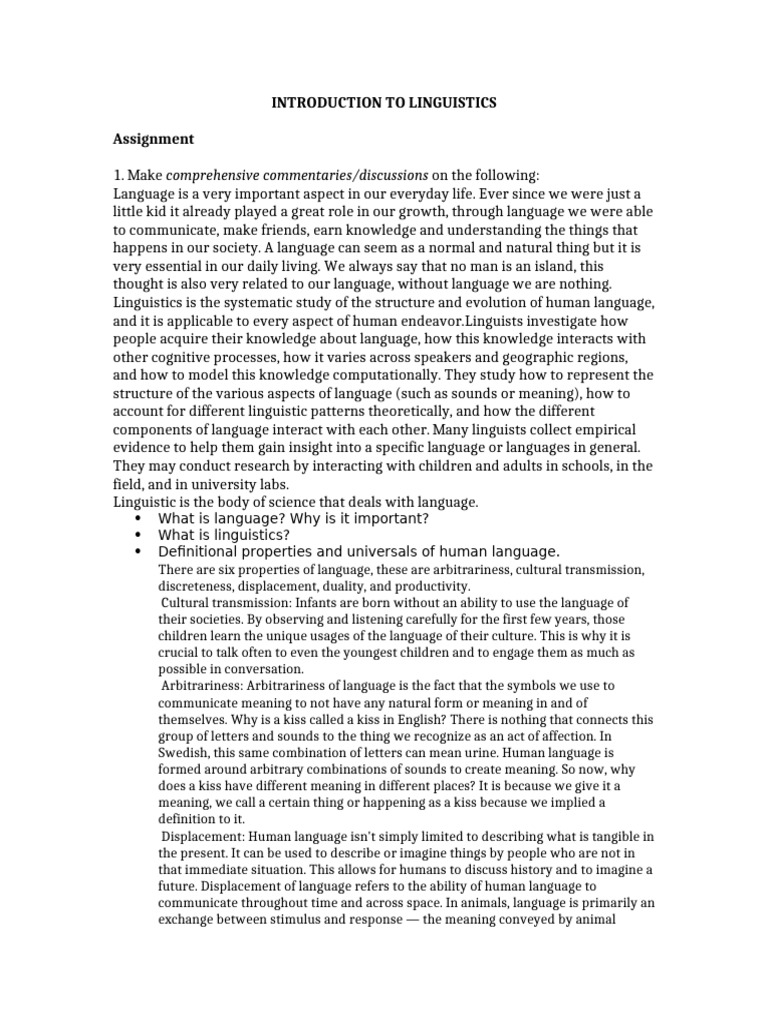 Introduction To Linguistic | PDF | Semantics | Linguistics